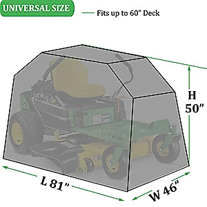Coverify Zero-Turn Mower Cover Waterproof Heavy Duty Oxford Fabric- Riding Lawn Mower Cover Fits Decks up to 50", Universal Fit 81"L x 46"W x 50"H with Windproof Storage Bag