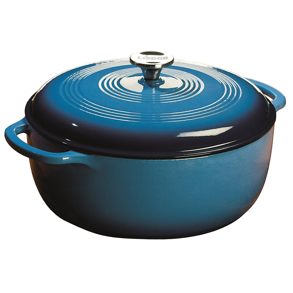 Lodge EC7D33 Enameled Cast Iron Dutch Oven, 7.5-Quart, Caribbean Blue & L8SK3 10-1/4-Inch Pre-Seasoned Skillet