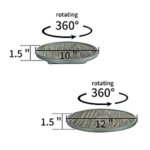 12" Solid Wood Lazy Susan Turntable for Cabinet, Spice Storage Tray for Pantry, 360 Degree Rotating Tray Spine for Pantry, Counter Top,Kitchen Rustic Ash