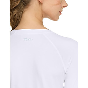 TSLA Women's Sports Compression Shirt, Cool Dry Fit Long Sleeve Workout Tops, Athletic Exercise Gym Yoga Shirts, 3pack White/White/White, Medium