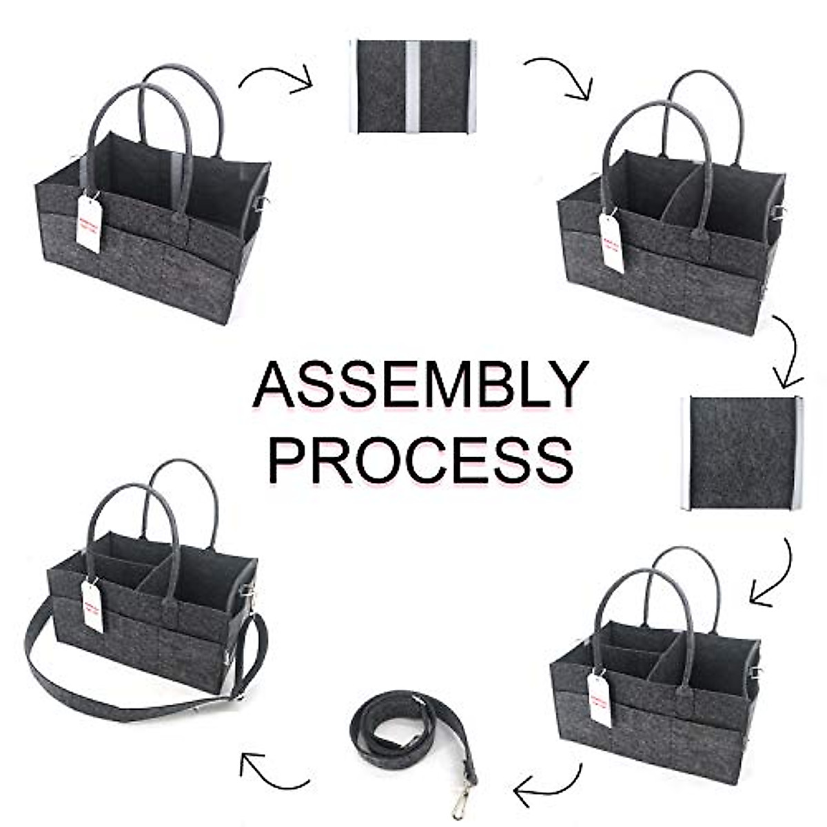 HOMEVAGE Diaper Caddy Caddies Organizer, Baby Cloth Diapering, Tote Bag, Nursery Storage Bin for Changing Table, Portable Car Travel Organizer (Black)