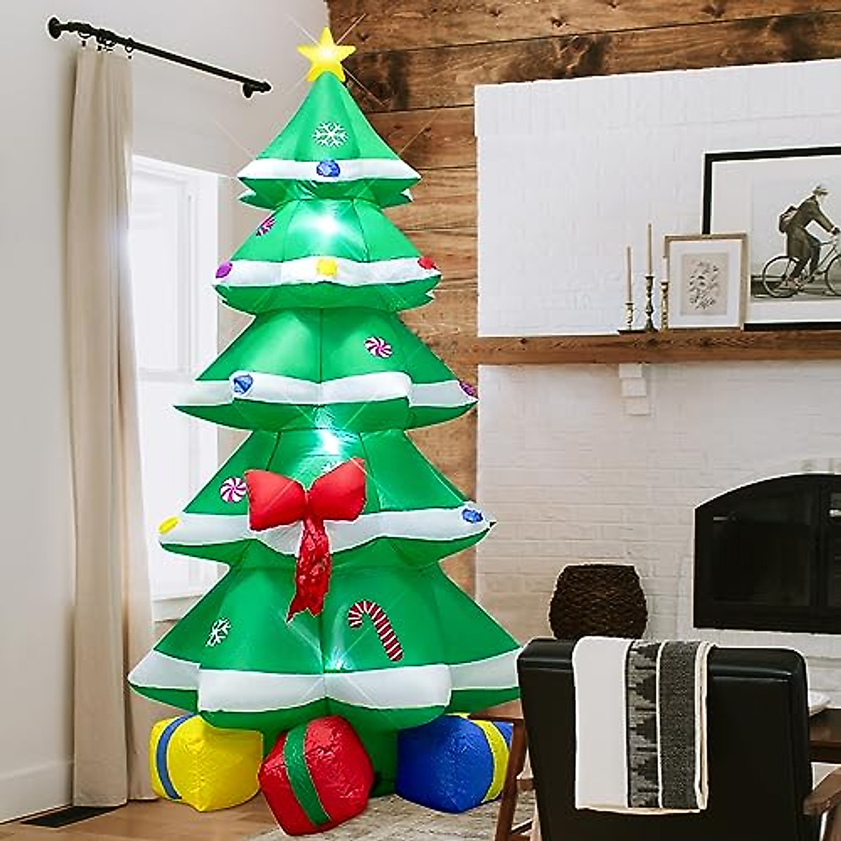 6 Foot Christmas Inflatable Christmas Tree with Gift Box Decoration with LED Lights,Cute Blow up Christmas Tree Indoor Outdoor Decoration - WM - 22