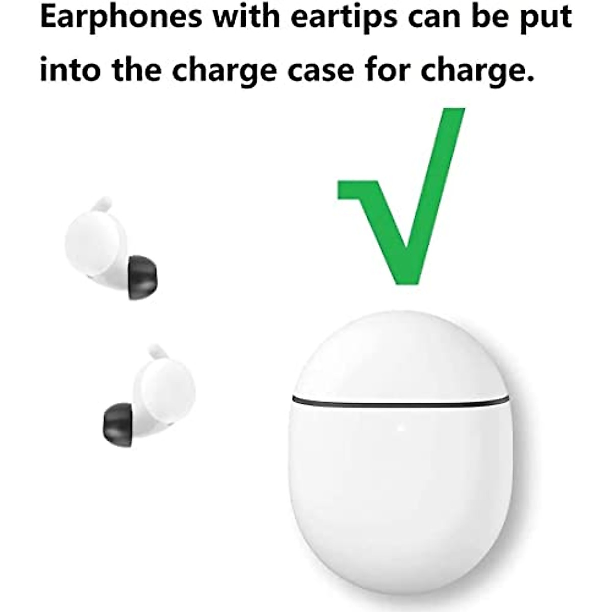 JNSA Replacement Memory Foam Ear Tips Noise Canceling Foam Eartips Ear Plug Ear Tip Gels Compatible with Google Pixel Buds A-Series, [Fit in Case],L/M/S 3 Size 3 Pairs ,Black (FoamPixelA6P)