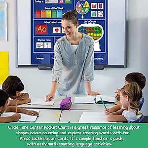 KIKIGOAL Circle Time Center Classroom Pocket Chart Educational Pocket Chart Teaching Materials Learning Calendar Weather Counting Letter Color Shape etc