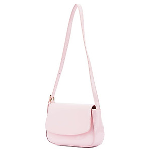 Olivia Miller Women's Fashion Leila Pink Faux Patent Leather Shoulder Bag w Adjustable Strap, Casual Trendy 90s Y2K Retro Evening Purse Handbag