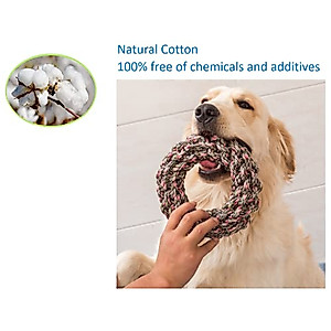 Monmoto Colorful Christmas Rope Toy for Dogs, Cotton Rope Toy, Tug Toy, Dental Chew Rope, Interactive Toy, Multi Braided Ring Rope Toy for Medium, Large, X-Large Dogs (Ring Toy)