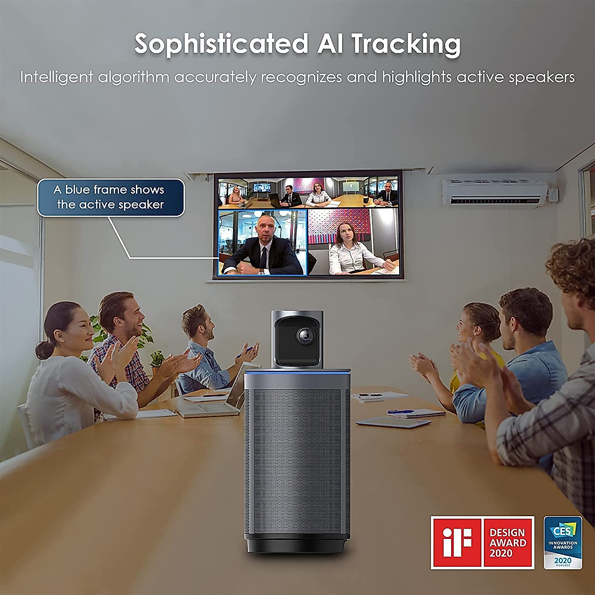 NexiGo Meeting 360, 8K Captured AI-Powered Framing & Speaker Tracking, 1080p HD 360-Degree Smart AIO Video Conference Camera, 8 Noise-Cancelling Microphones, and Speaker