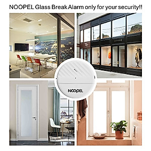 Glass Break Sensor 5 Pack, 125DB Loud Window Alarm Vibration Sensors, Burglar Intruder Entry Alert for Indoor Home Office Security