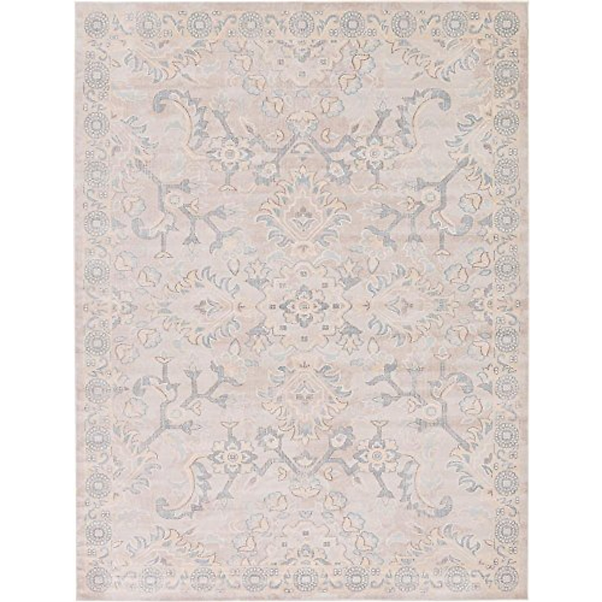 Unique Loom Paris Collection Pastel Tones Traditional Distressed Gray Area Rug (9' 0 x 12' 0)