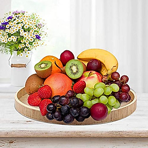 Table Tray Round Wooden Wooden Serving Tray Plate for Tea Set Fruits Candies Food Home Decoration Coffee Table Living Room Dining Table (24cm)