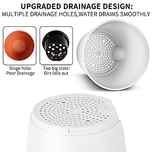 GARDIFE Plant Pots 7/6.5/6/5.5/5 Inch Self Watering Planters with Drainage Hole, Plastic Flower Pots, Nursery Planting Pot for All House Plants, African Violet, Flowers, and Cactus,White