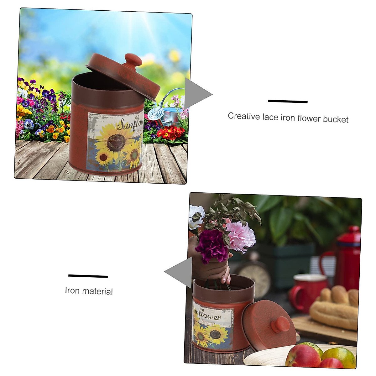 Cabilock Rustic Decor cookies tin farmhouse with lids vase bulk vases cookie tray with lid Container Plant Holder cactus Rustic Bread