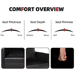YDF 57" Modern Black Faux Leather Love Seats Sofa Loveseat Living Room Office Couch Small Space Configurable Sofa Black