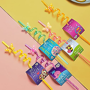 25 Reusable Butterfly Straws for Butterfly Birthday Party Supplies Favors with 2 Cleaning Brushes