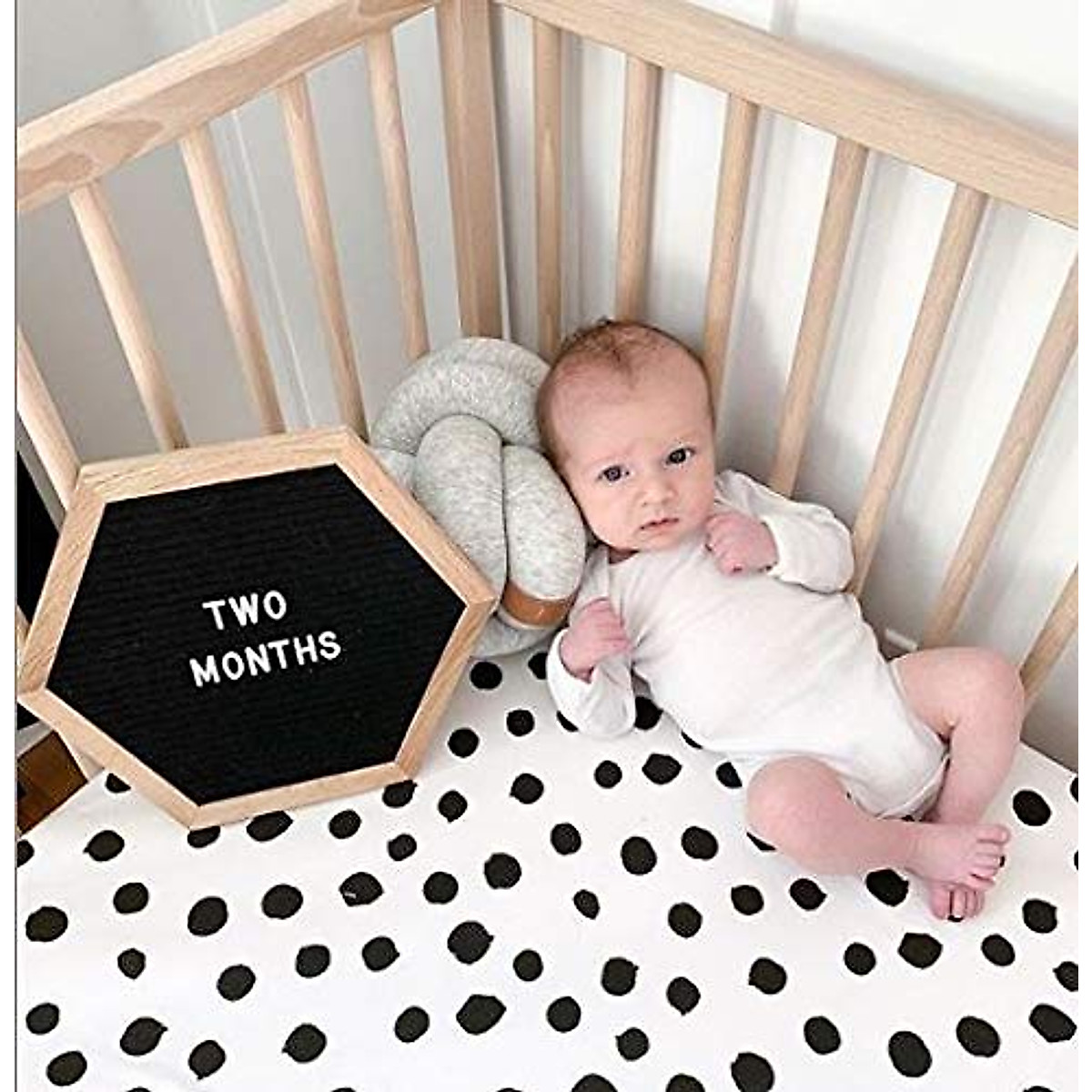 Crib Sheet Set | Toddler Sheet Set 2 Pack 100% Jersey Cotton Black and White Abstract Stripes and Dots