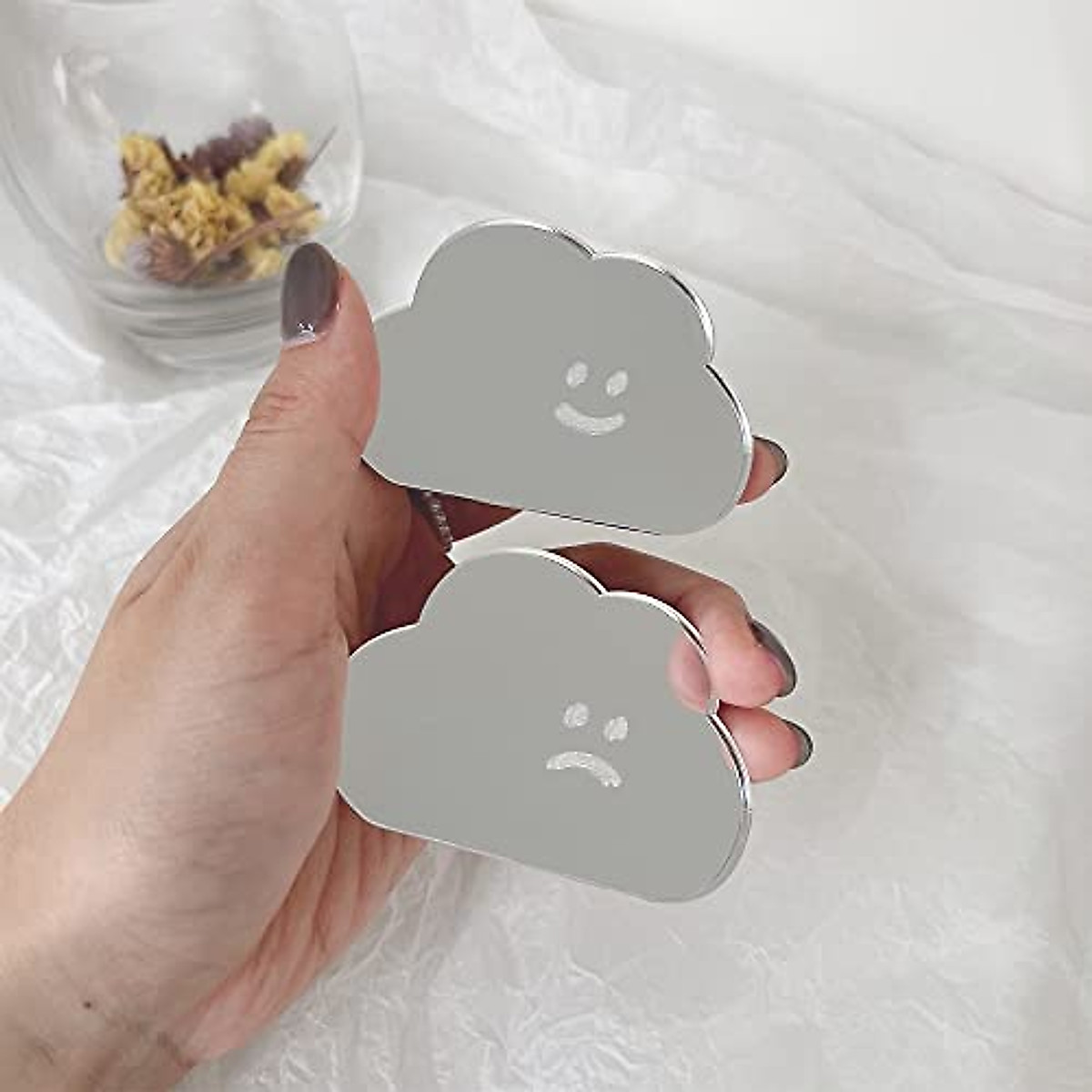 ONLYOU GRIPTOK Phone Grip Korean Grip Tok Simple Cloud Facial Expression Design Mirror Cute Phone Stand Drop Prevention Custom Pair Women's (1)