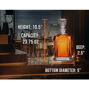 Personalized Etched Glass 23oz Whiskey Decanter, Custom Engraved Fathers Day Gift, Retirement, Anniversary, Housewarming, Customized Bourbon Gifts for Men, Scotch Birthday Gifts,Him,Dad, OG Bernard