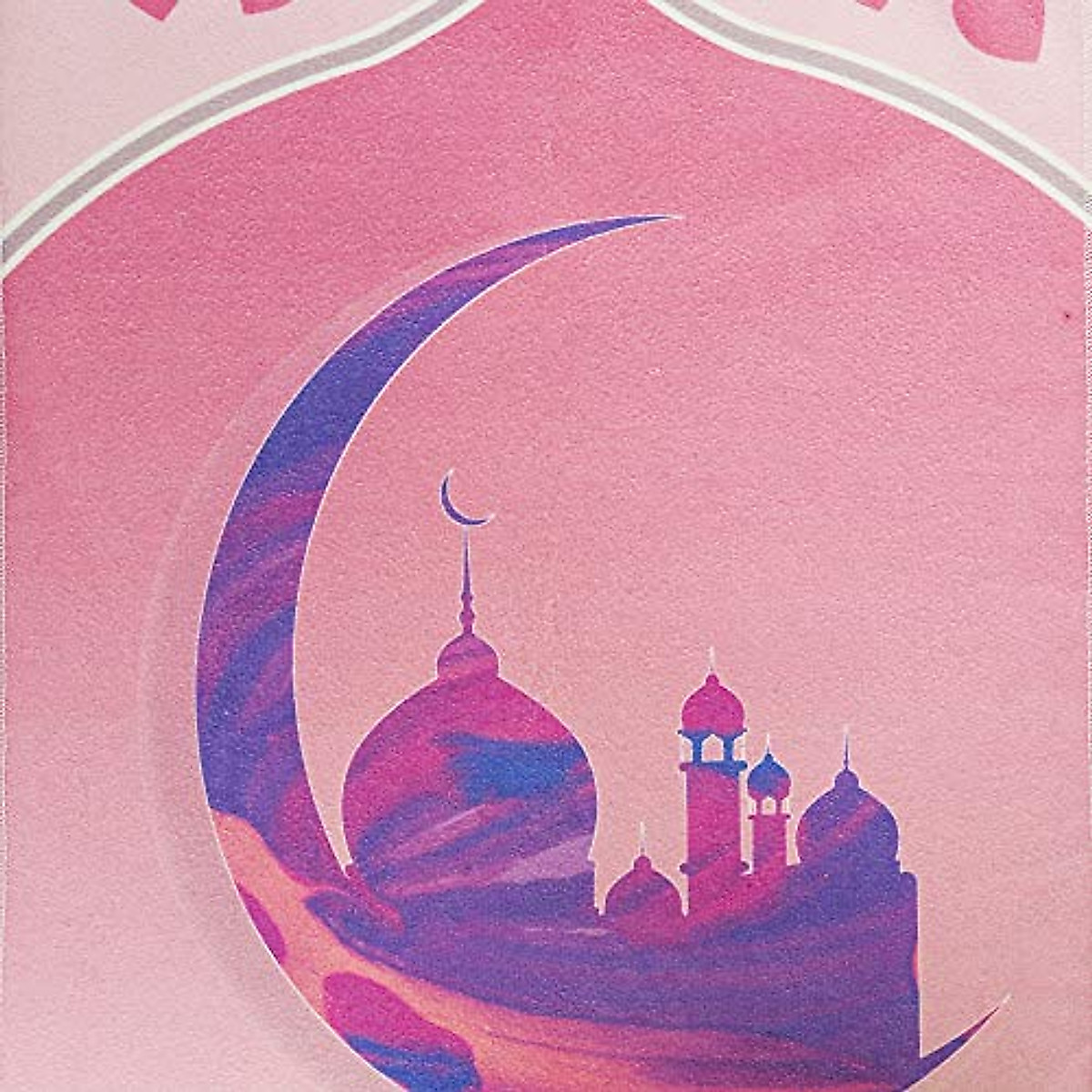 Modefa Turkish Islamic Prayer Rug - Thin Praying Carpet for Boys and Girls - Small Child Size Muslim Prayer Mat for Young Kids - Ramadan or Eid Gift - Fun Digital Print (Masjid Love Pink)