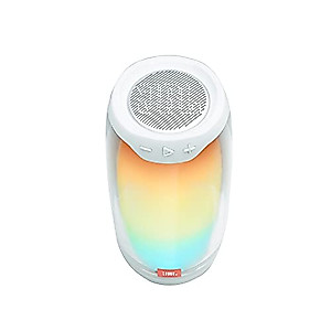 JBL Pulse 4 - Portable Bluetooth Speaker with 360 degrees LED lights, powerful sound and deep bass, IPX7 waterproof, 12 hours of playtime, JBL PartyBoost for multiple speaker pairing (White)
