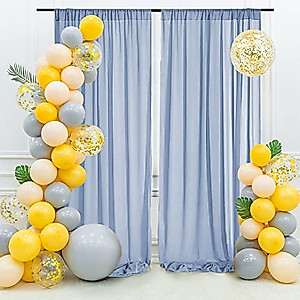Eternal Beauty Wedding Chiffon Backdrop Curtain 5x10ft Sheer Chiffon Backdrop Curtains for Party Stage Decoration -2 Panels- Dusty Blue