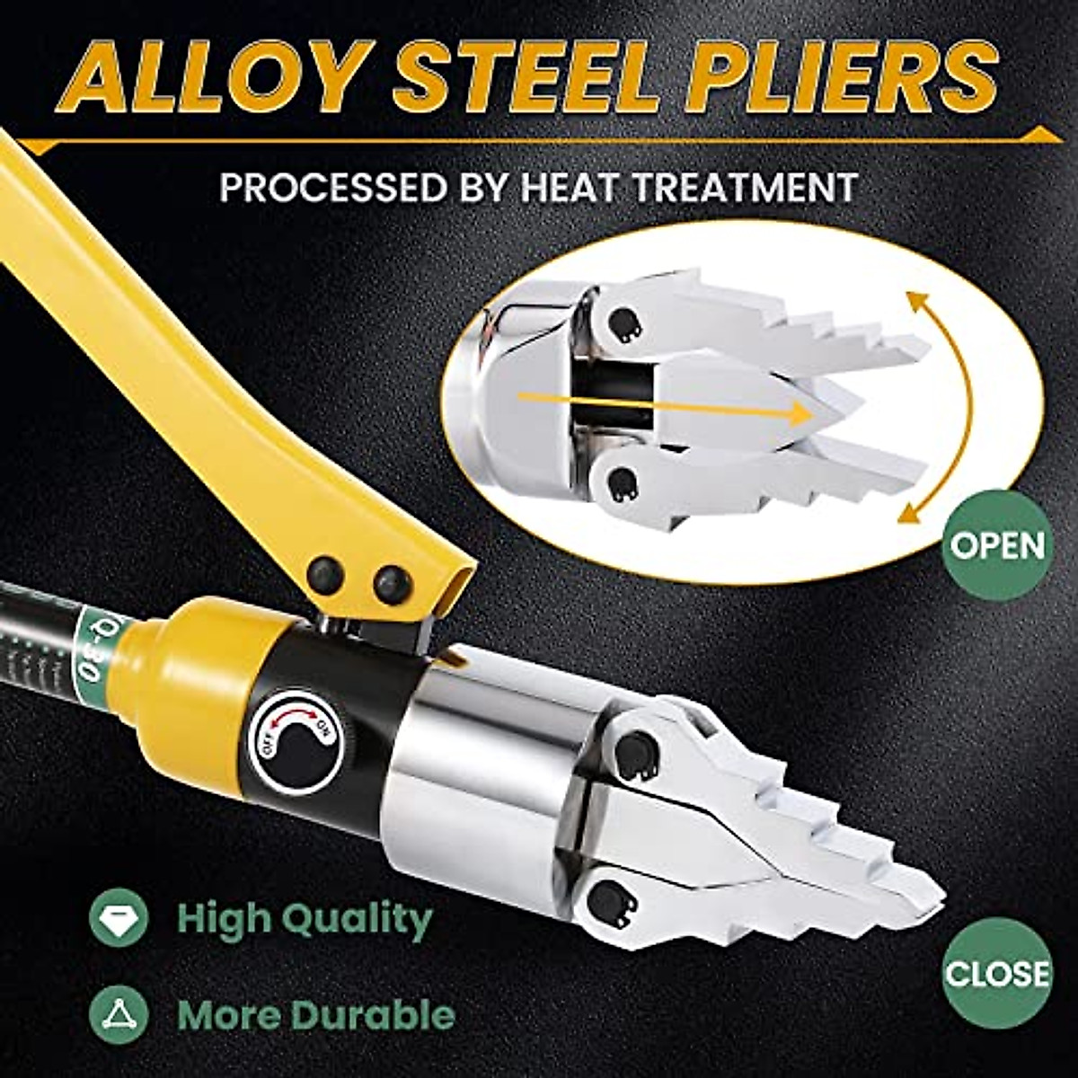 Huanyu Integral Hydraulic Flange Spreader 8T Portable Hydraulic Flange Separator Manual Flange Splitter Alloy Steel Pliers Max Spread 1-3/16" Fast Oil Return for Pipeline Maintenance Yellow YQ-30