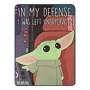 Seven Times Six Star Wars The Mandalorian The Child No Buttons Super Plush Throw Blanket 46" x 60" (117cm x 152cm)