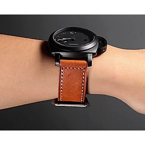 Hemsut Genuine Leather Watch Band, Retro Vintage 20 22 24 26mm Handmade Replacement Leather Watch Strap for Men and Women