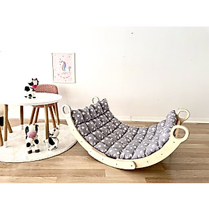 My Photostation.com Montessori 2 Pieces Set Arch and Pillow-Wooden Climbing Arch Cushion Pikler Triangle Set Kids Climbing Arch Rocker Pillow Climber Toddler Rocker Kid Toy Wooden Waldorf Pickler