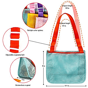 DAIKOYE Beach Toy Mesh Beach Bags - Kids Shell Collecting Bags Sand Toy Totes with Adjustable Carrying Straps–Perfect Fun for Kids Hunting Shells in The Sand (3 Pack)