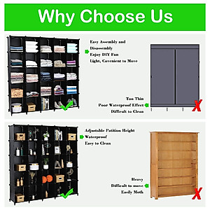 VINGLI Cube Storage Closet Organizer Storage Shelves 25 Cube Closet Cabinet Book Shelf Foldable Storage Clothes Organizer DIY Plastic Ideal for Living Room Office Bedroom