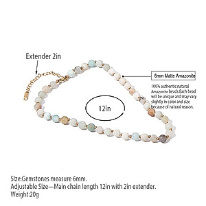 BALIBALI Semi Precious Stone Beaded Choker Necklace 14K Gold Plated Natural Stone Double Strand Necklace Layered Short Necklaces