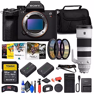 Sony a7R V Mirrorless Camera (ILCE7RM5/B) FE 200-600mm Lens (SEL200600G) + 64GB Memory Card + Filter Kit + Corel Photo Software + Bag + NP-FZ100 Compatible Battery + Charger + More (Renewed)