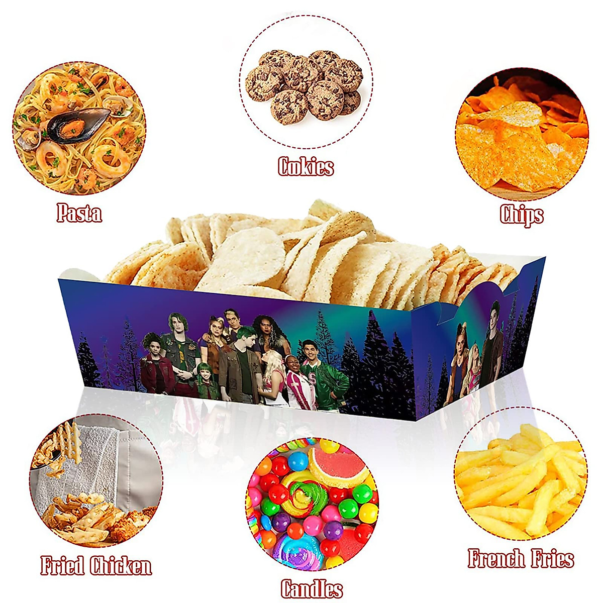 30 Pack Zombies 3 Party Supplies, Disney Zombies Paper Food Tray Zombies Party Favors Paper Food Serving Tray Zombies Paper Trays