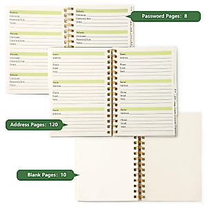 suituts 2 Pack Spiral Bound Address Book with Alphabetical Tabs, 5.8" x 8.2" Telephone Address Book for Contacts, Address and Password Book for Halloween Gift Home Office
