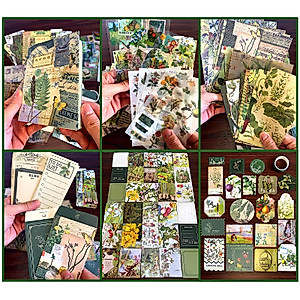 LCLAIDYDY Scrapbooking Supplies Kit,Vintage Botanical Aesthetic Scrapbook Kit,Bullet Junk Journal Kit with Journaling,A6 Grid Notebook,Stationery,Flower DIY Craft Gift for Teen Girl Women