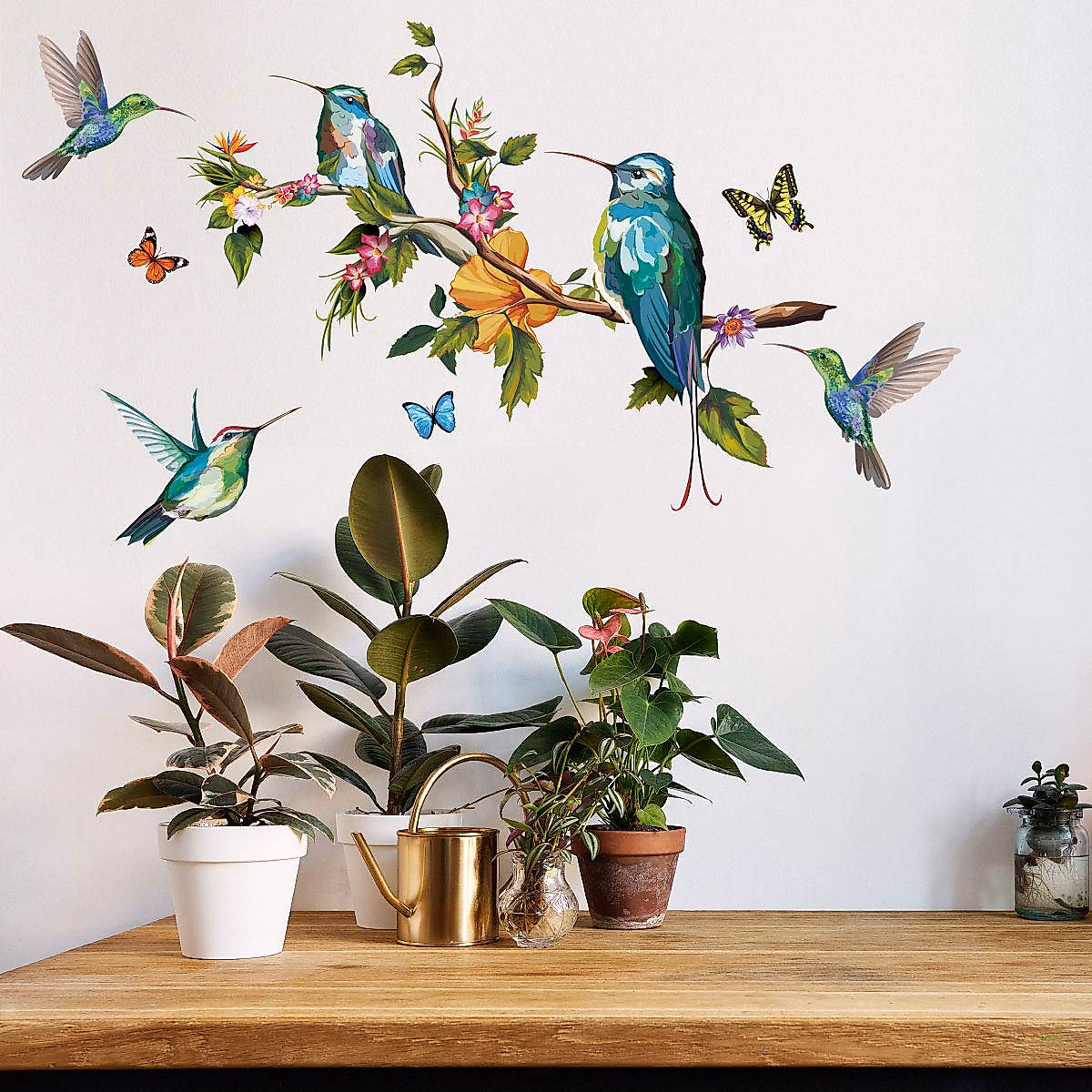 Amaonm Removable 3D DIY Colofrful Flying Birds on The Tree Branches Wall Decals Flower Floral Wall Sticker Peel and Stick Decor for Kids Babys Boys Girls Bedroom Nursery Room Living Room (Kingfisher)