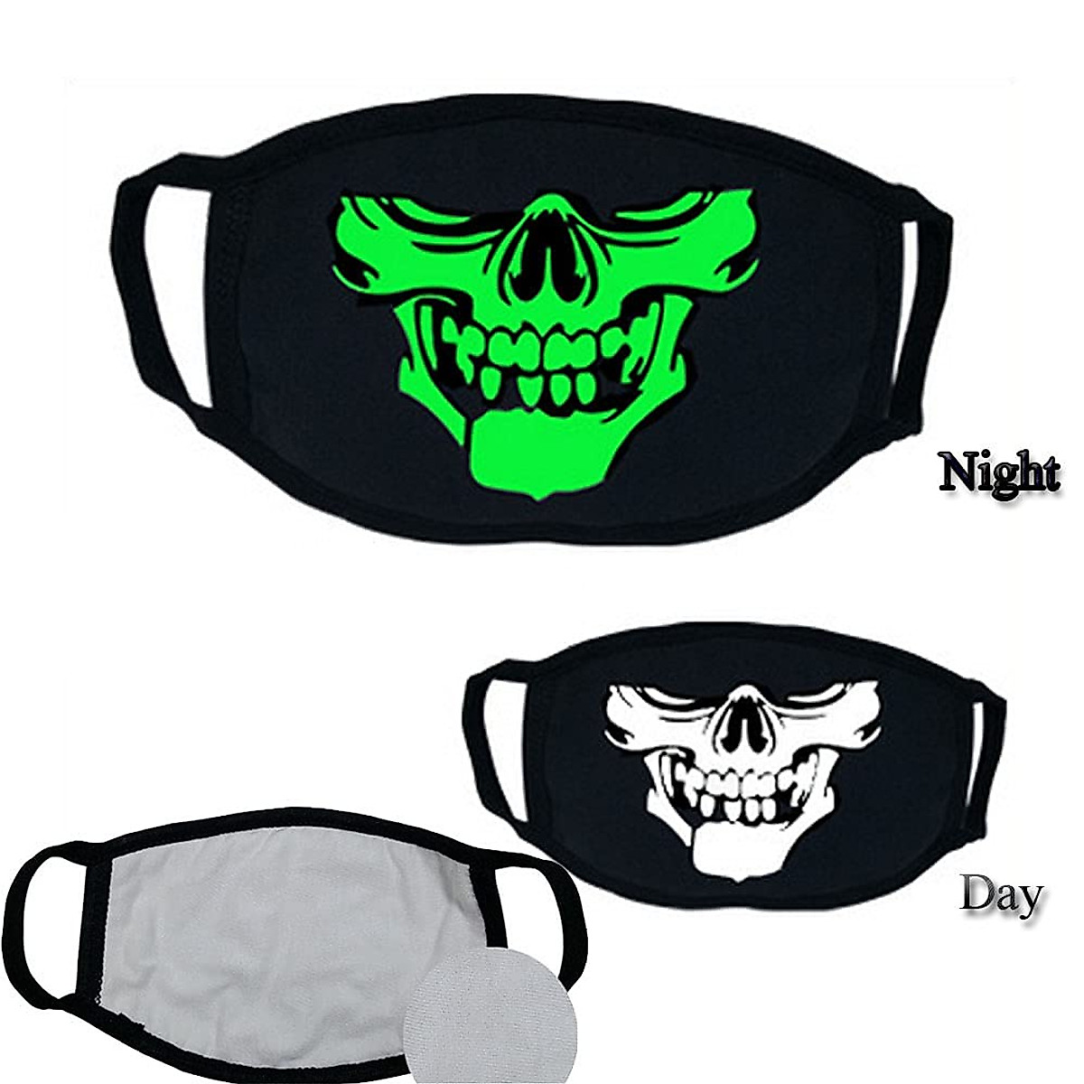 BOMJJOR Fingerless Skeleton Gloves and Skull Mask for Men Women Glow in Dark Facemask Riding Knit Gloves Face Mask Glove Set (Glove and Mask)