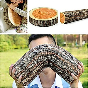 ZHANGXD 2PCS Creative Natural Wood Design Round Long Throw Pillow, Cushion for Home, Couch, Sofa, Bedroom, Living Room Decor, Stump (#1)