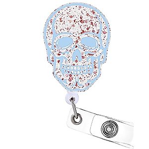 Plifal Badge Reel Holder Retractable with ID Clip for Nurse Nursing Name Tag Card Skull Nursing Student Doctor RN LPN LVN Medical Assistant Work Office Alligator Clip Badge Accessories