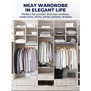 Smartor Wooden Hangers 10 Pack, Durable Coat Hanger Wood Hangers with Bar, Premium Suit Hangers for Men Women - Heavy Duty Hangers Pants Hanger Set with 360° Rose Gold Rotatable Hook, Natural