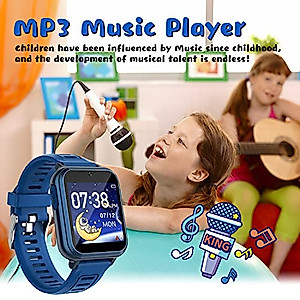 Retysaz Kids Smart Watch,24 Game Smart Watch for Kids, Fashion Smartwatches for Children 3-14 Great Gifts to Girls Boys (Blue)