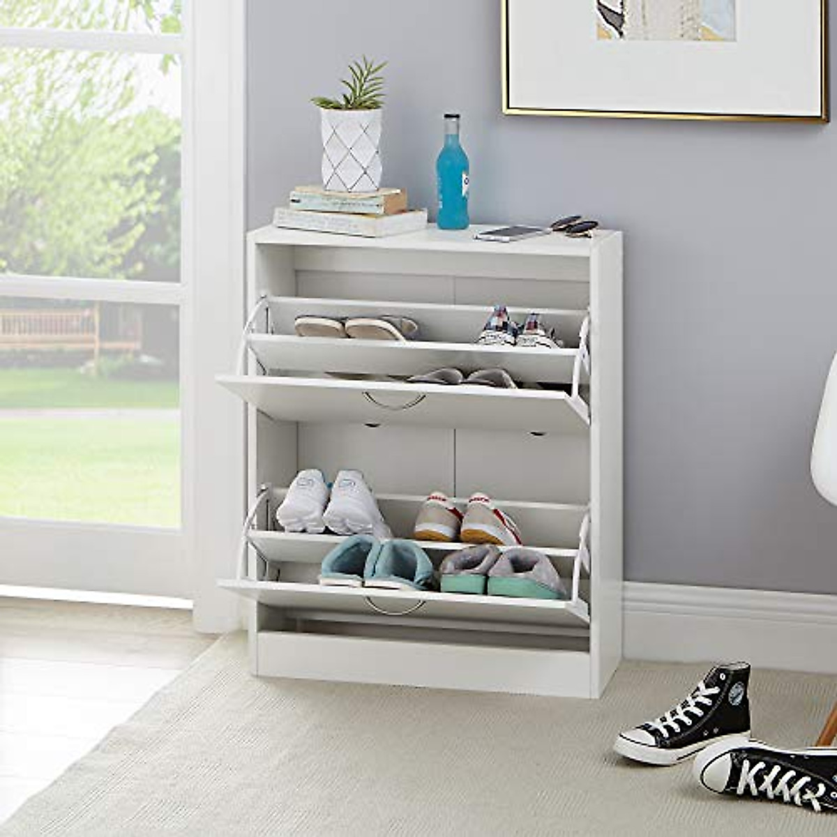 Yak About It - White Double Door Shoe Cabinet