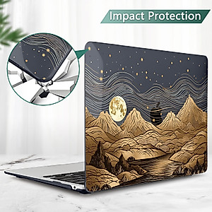 CAMPLALA for MacBook Air 13 inch Case 2021-2018 Release Model A2337 M1 A2179 A1932 - Hard Shell Case & Keyboard Cover & Screen Protector & OTG Adapter Suitable MacBook Air 13", Ink Mountain