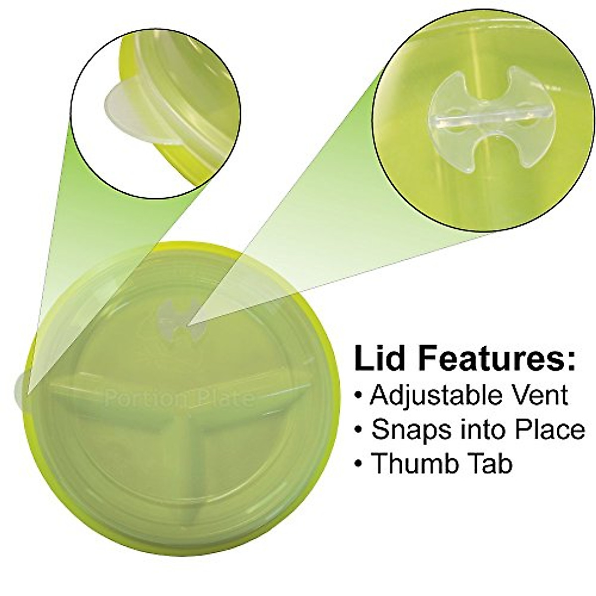 Rehabilitation Advantage 3 Compartment Portion Plate with Lid (Set of 2)