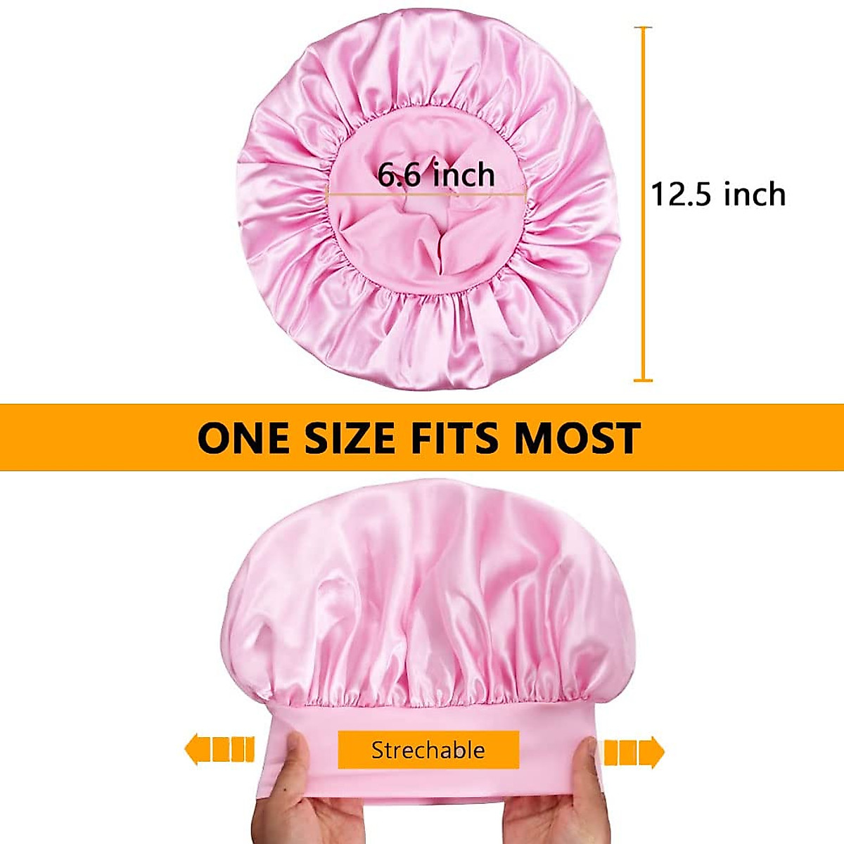 4Pcs Silk Bonnet Satin Bonnet，Hair Bonnets for Sleeping Long Hair Silk Hair Warp for Women Soft Wide Band Night Sleep Cap for Girls Kids
