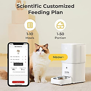 ABRCT Automatic Cat Feeders with Visible Food Bowl, 6L Camera Pet Dry Food Dispenser, Auto Notification of Pet's Meal Picture and Video Live, Easy APP-Controlled Timed Dog Feeder