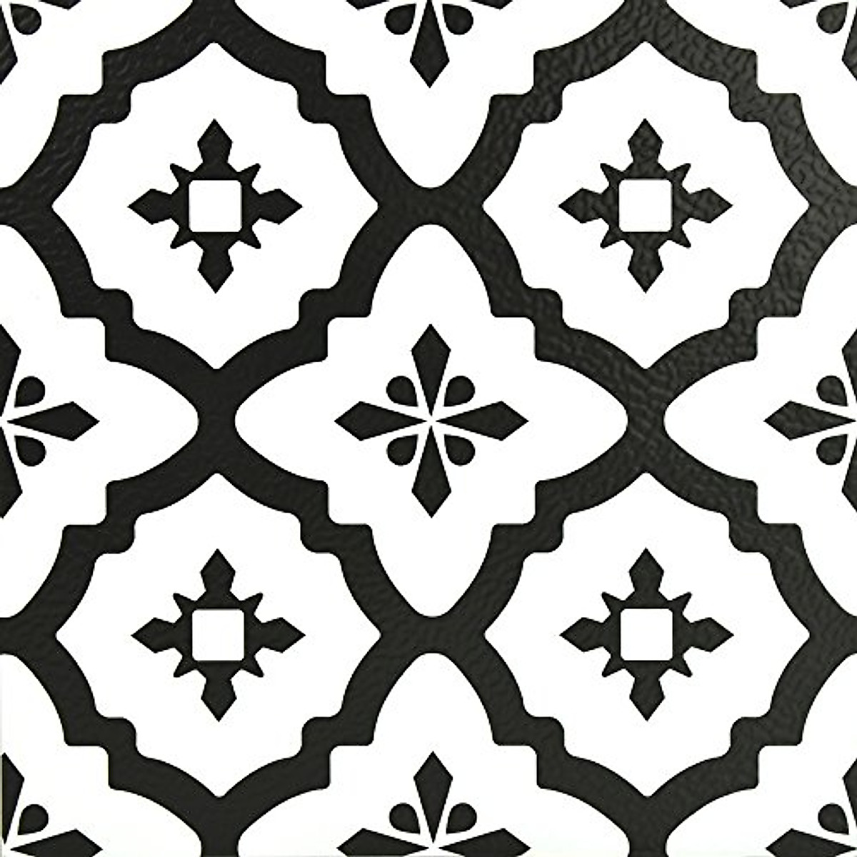 FloorPops FP2948 Altair Peel & Stick Floor Tiles, Black & FP2480 Comet Peel & Stick Floor Tiles, Black