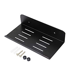 SinLoon 7.8 Inch Small Shelf in Flat Satin Aluminum Bathroom Shelf Wall Mount for Small Speaker Smartphone, Tablet, Toiletries (Black)