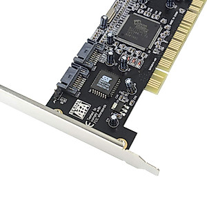 GODSHARK 4 Ports PCI SATA Raid Controller Internal Expansion Card with 2 Sata Cables, PCI to SATA Adapter Converter for Desktop PC Support HDD SSD