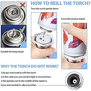 Mini Kitchen Torch, Sondiko Butane Torch Refillable Blow Torch Lighter with Adjustable Flame&Safety Lock for Cooking, BBQ, Creme Brulee, DIY, Soldering (Butane Gas not Included)